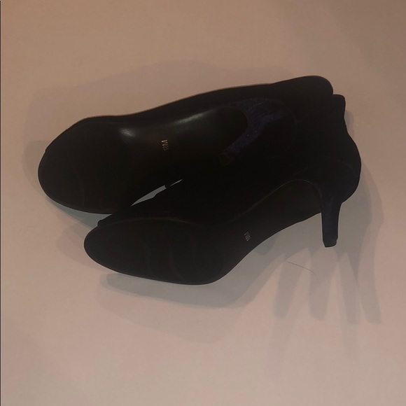 Impo | Shoes | Navy Blue Suede Opentoed Impo Heels | Poshmark